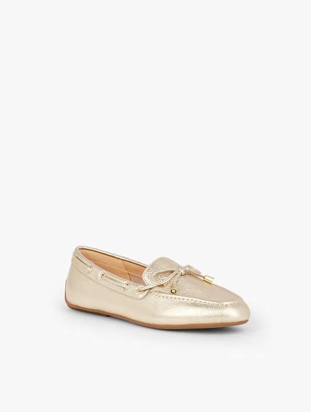 Jessie Metallic Leather Driving Moccasins | Talbots