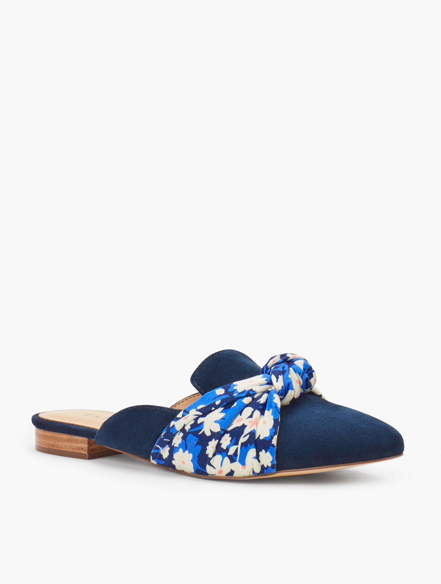 Edison Knot Detail Mules - Suede & Sateen | Talbots