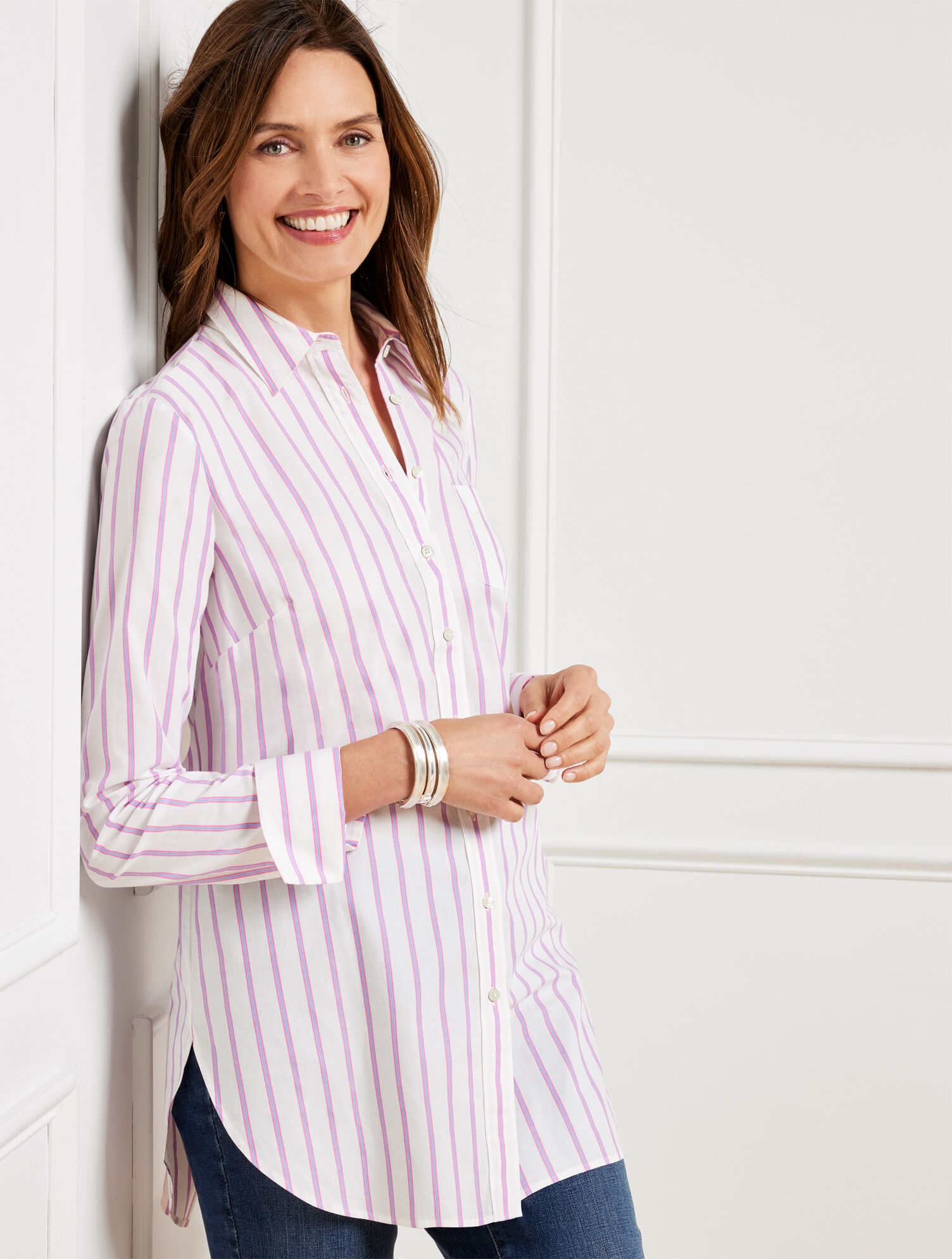 Boyfriend Shirt - Almond Stripe | Talbots