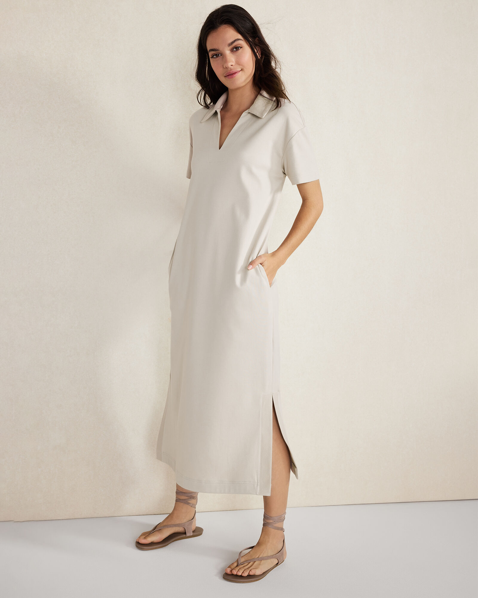 Organic Cotton Interlock Collared Midi Dress | Haven Well Within