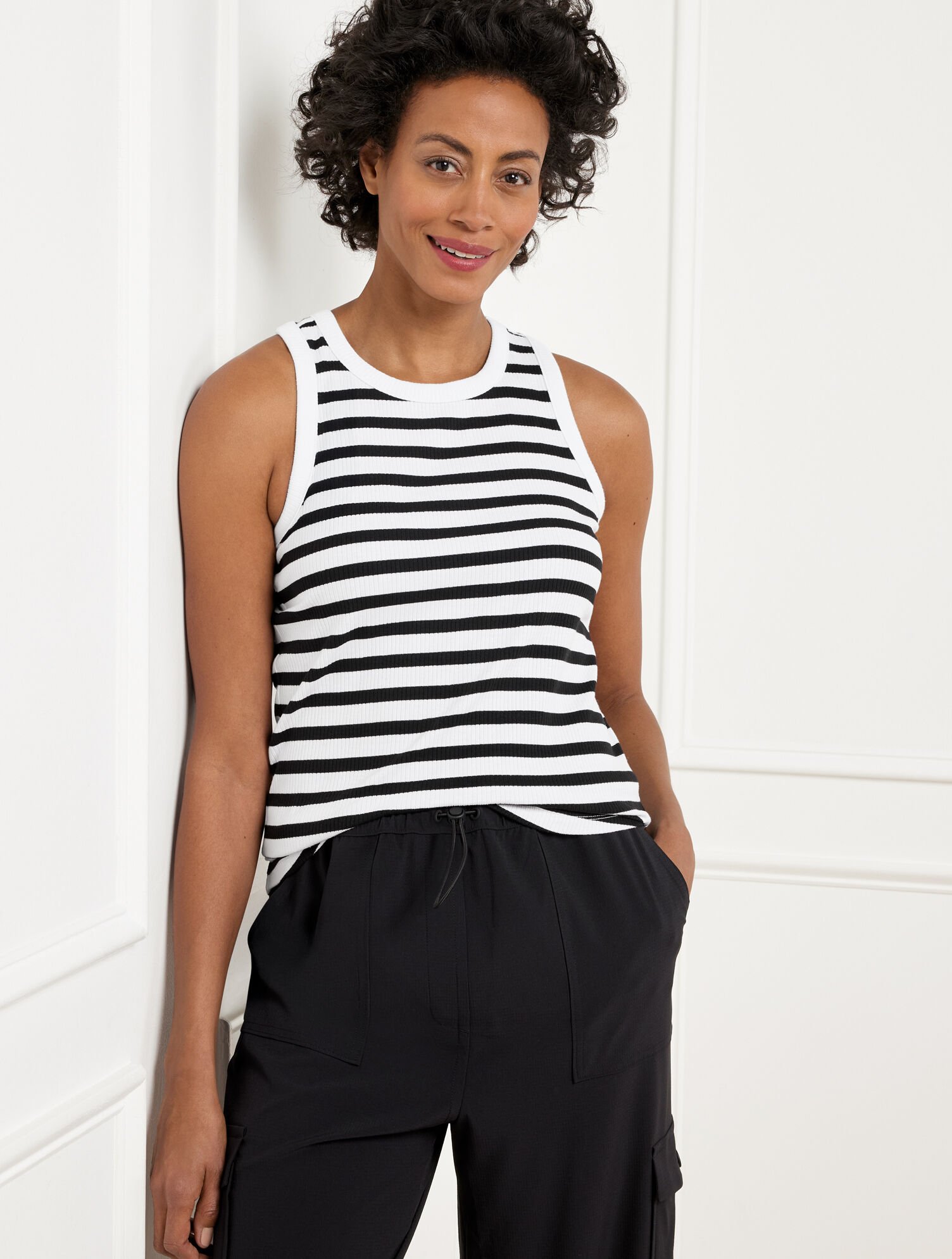 Ribbed Racerback Tank - Robin Stripe | Talbots