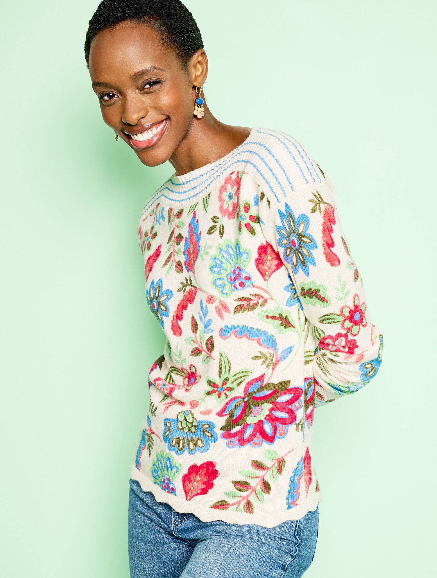 Bateau Neck Pullover - Darling Floral | Talbots