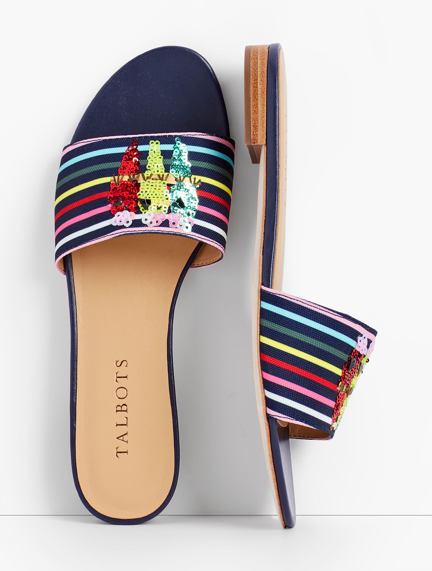 Keri Novelty Slide Sandal - Parrot Embroidery | Talbots
