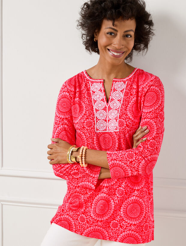 Embroidered Tunic - Circle Medallion | Talbots