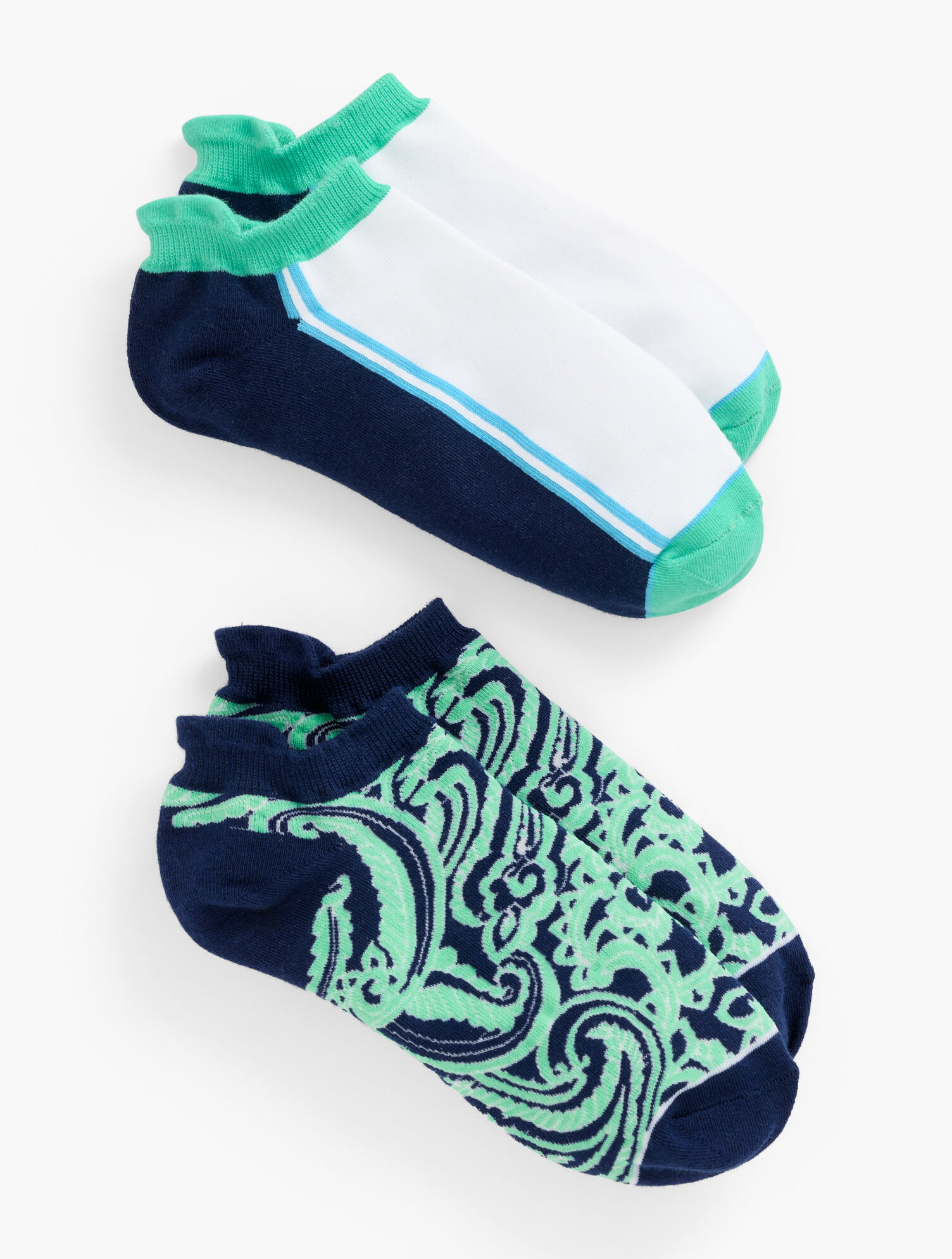 T by Talbots Side Stripe 2-Pack Ankle Socks | Talbots