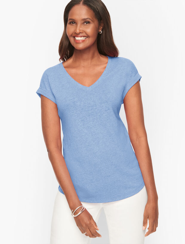 Drop Shoulder V-Neck Tee | Talbots