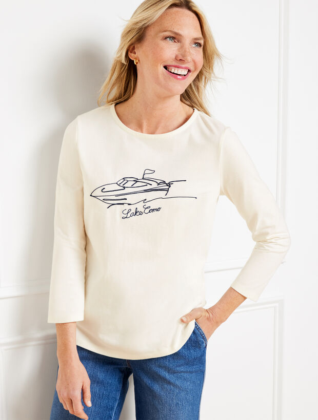 Embroidered Boat Crewneck Tee | Talbots