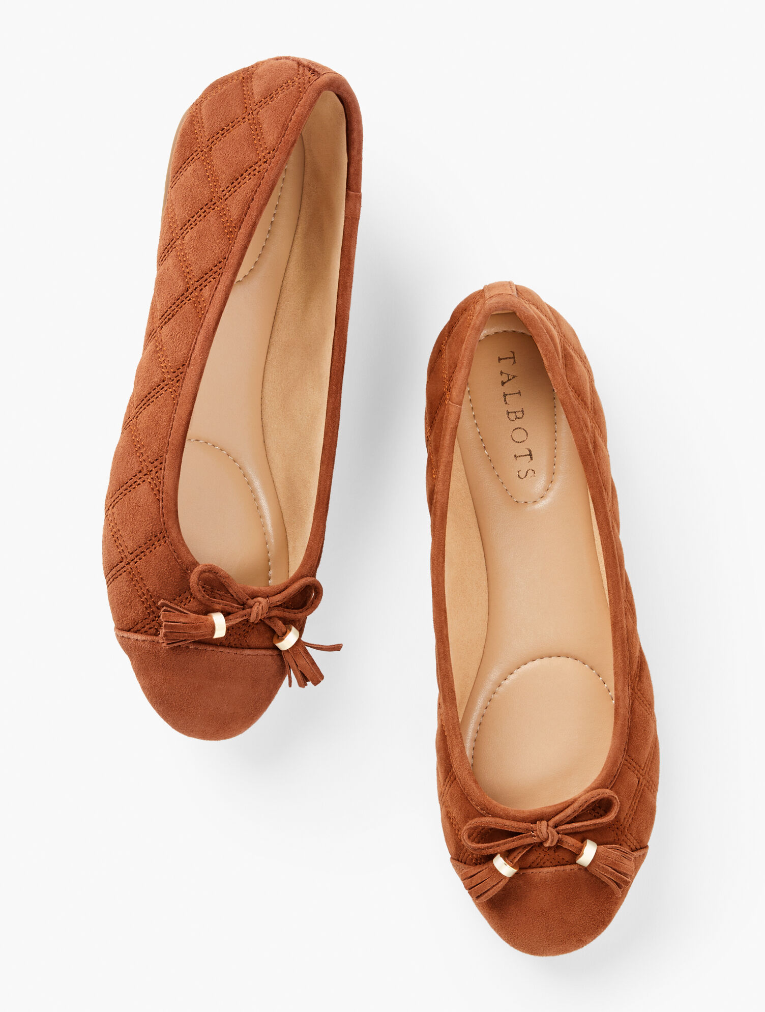 Penelope Quilted Suede Ballet Flats | Talbots