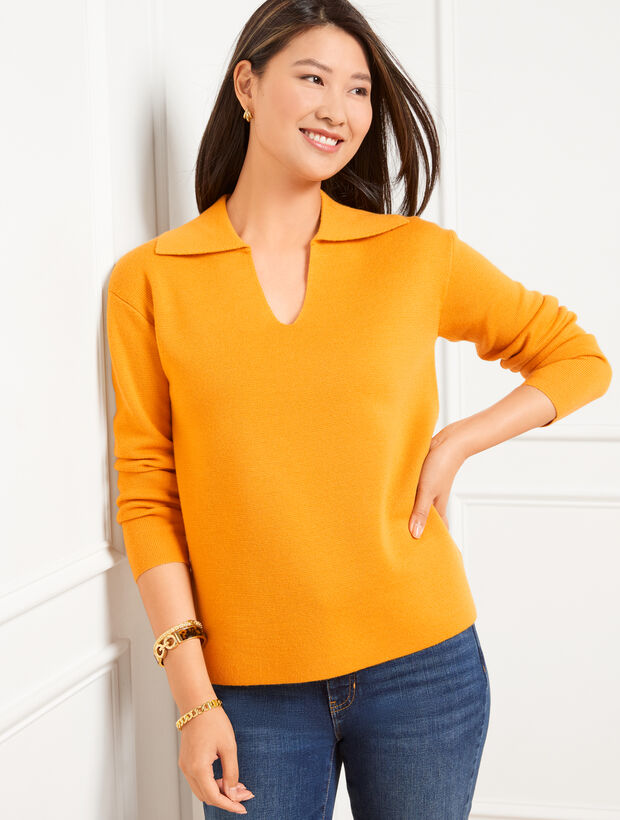 Milano Stitch Johnny Collar Sweater | Talbots