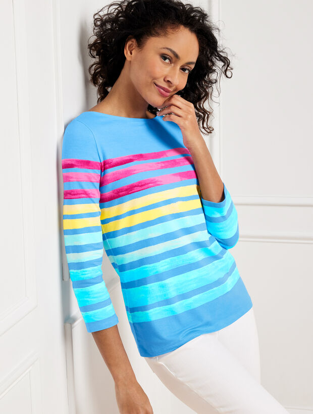 Bateau Neck Tee - Painted Stripes | Talbots