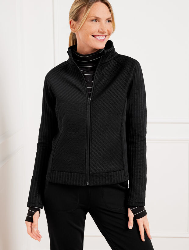 Textured Jacquard Zip Jacket | Talbots