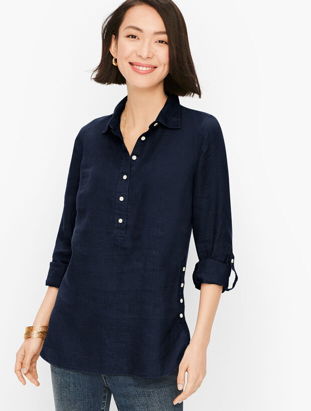 Linen Popover Shirt - Solid | Talbots