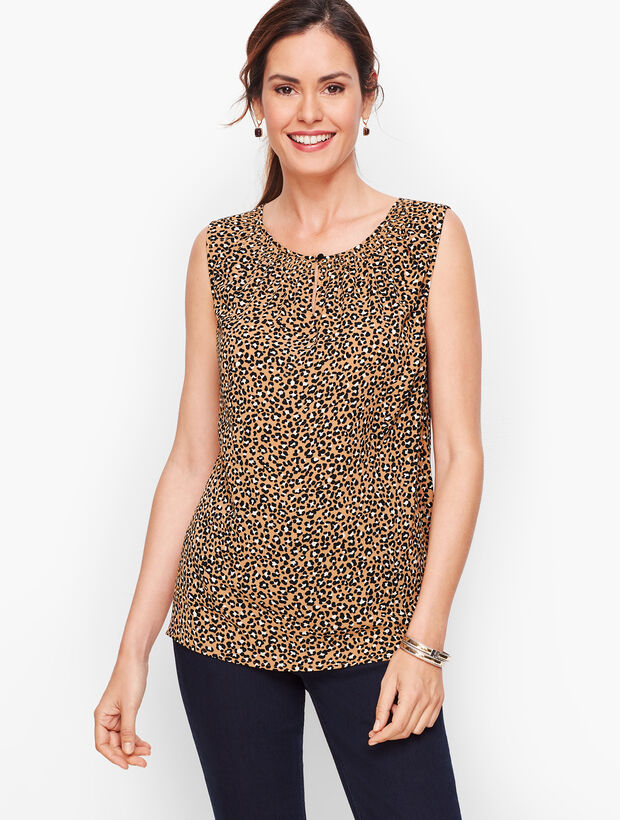Smock Neck Shell - Tiny Leopard | Talbots