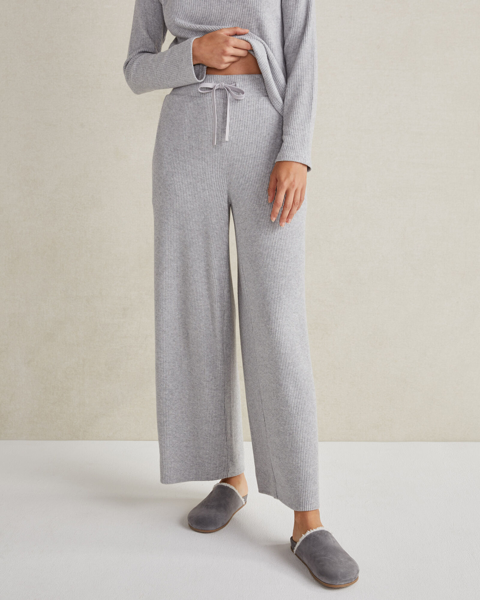 Brushed Rib Knit Wide Leg Pants | Haven Well Within