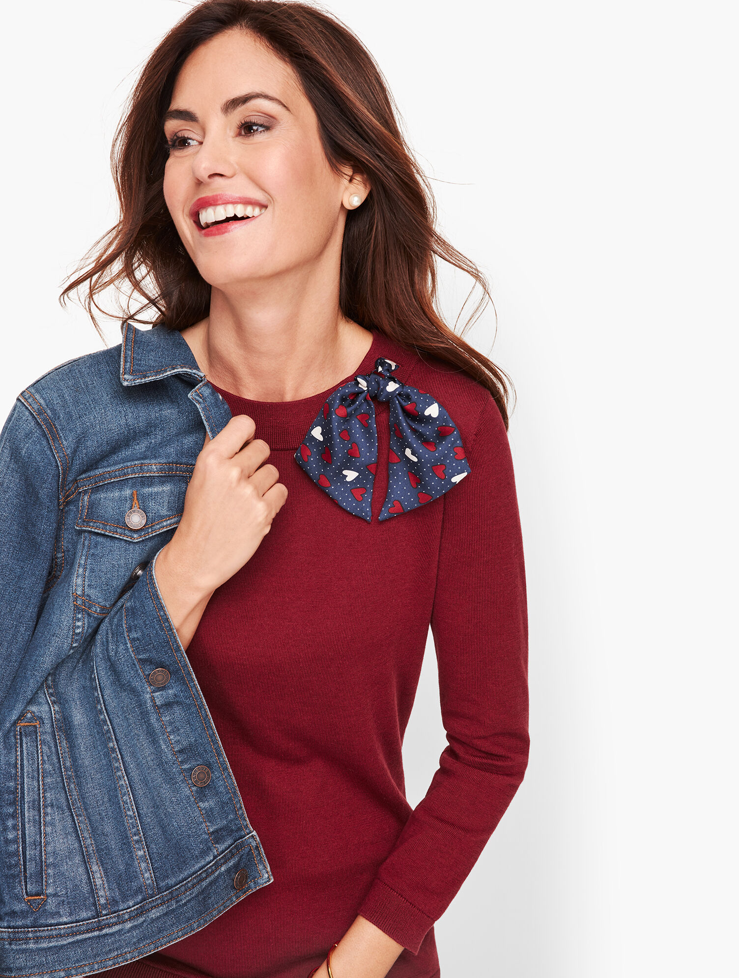 Heart Scarf Detail Sweater | Talbots