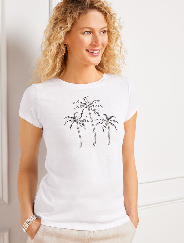 Embellished Palm Tree Crewneck Tee | Talbots