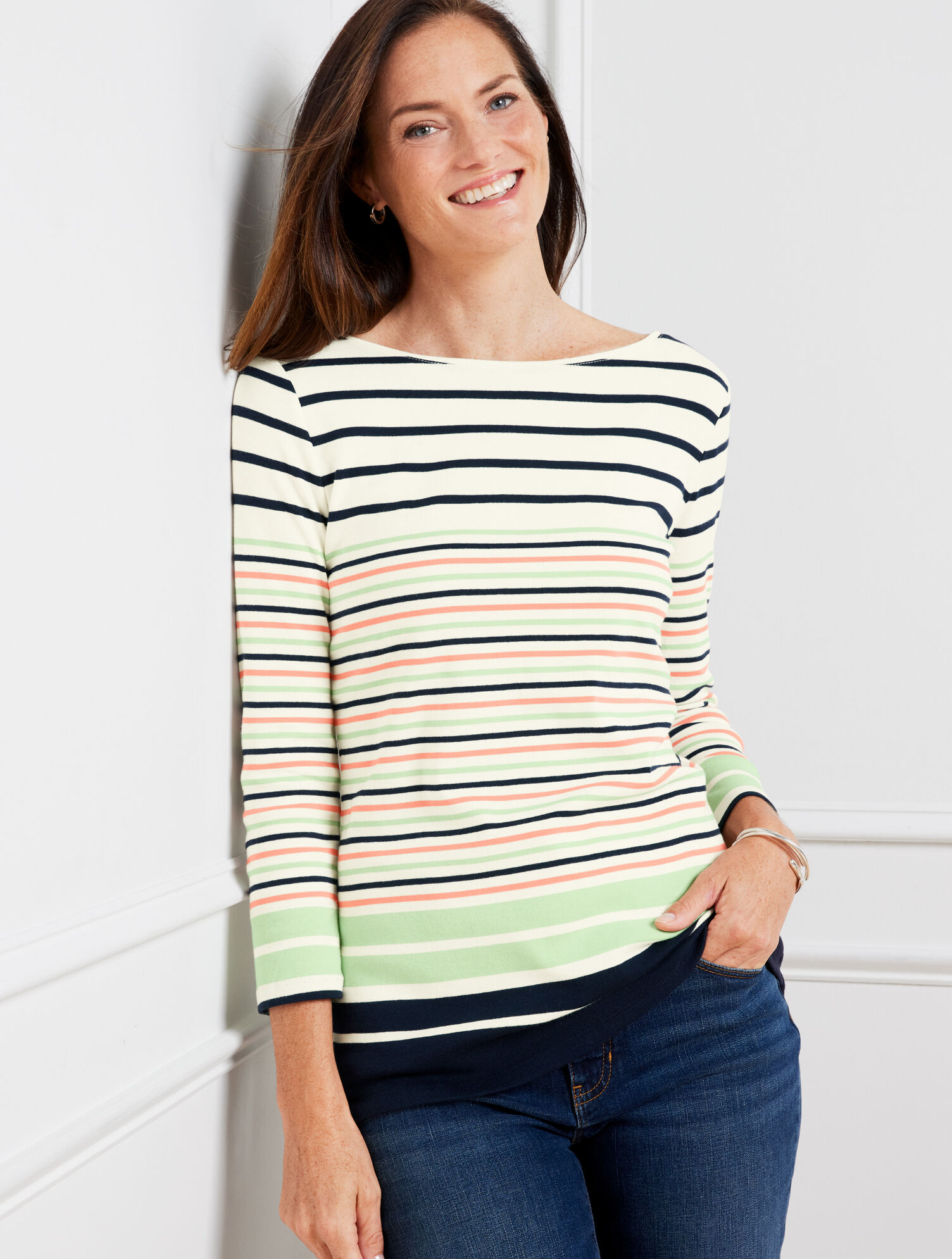 Bateau Neck Tee - Salisbury Stripe | Talbots