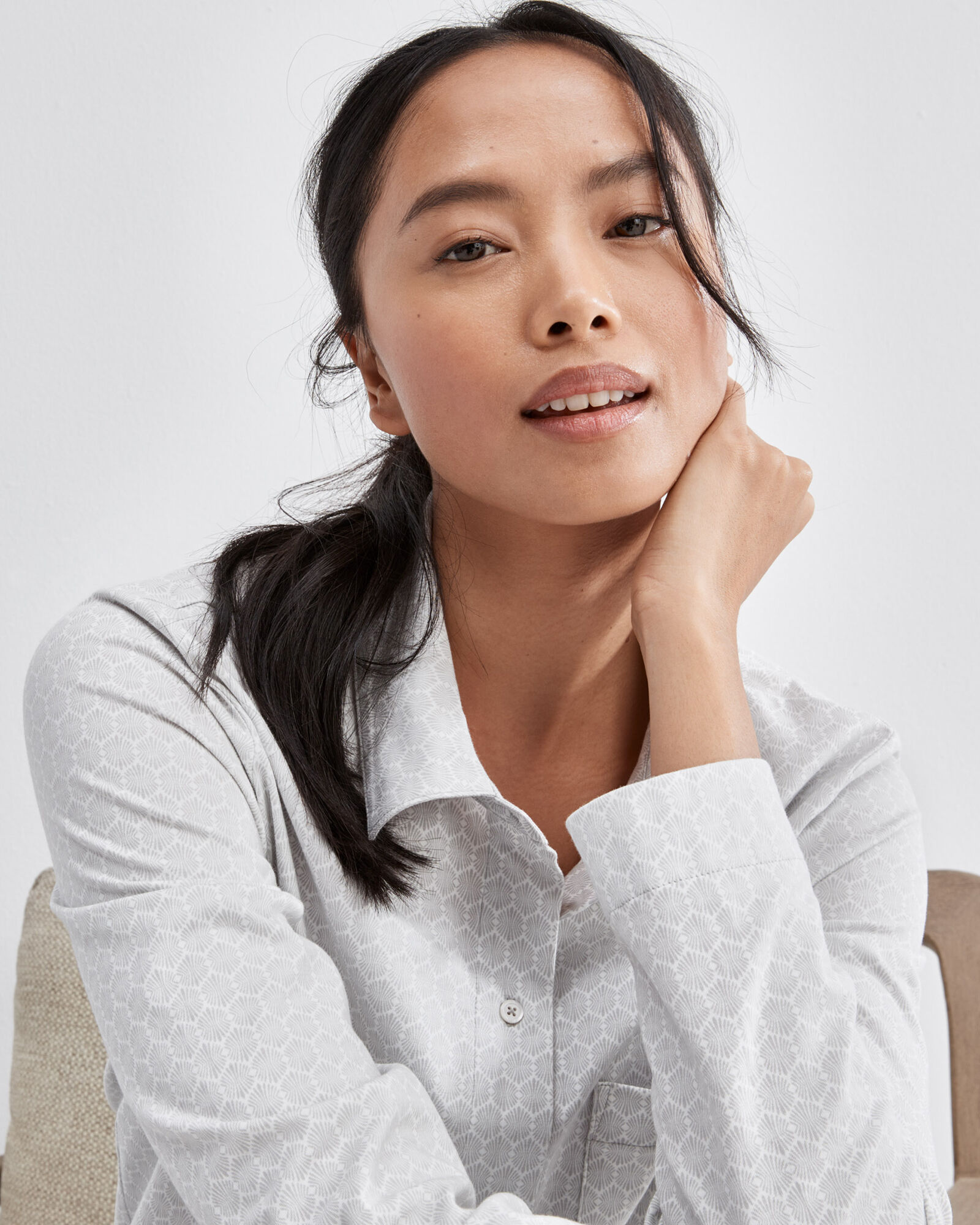 Organic Cotton Jersey Scallop Print Pajama Shirt | Haven Well Within