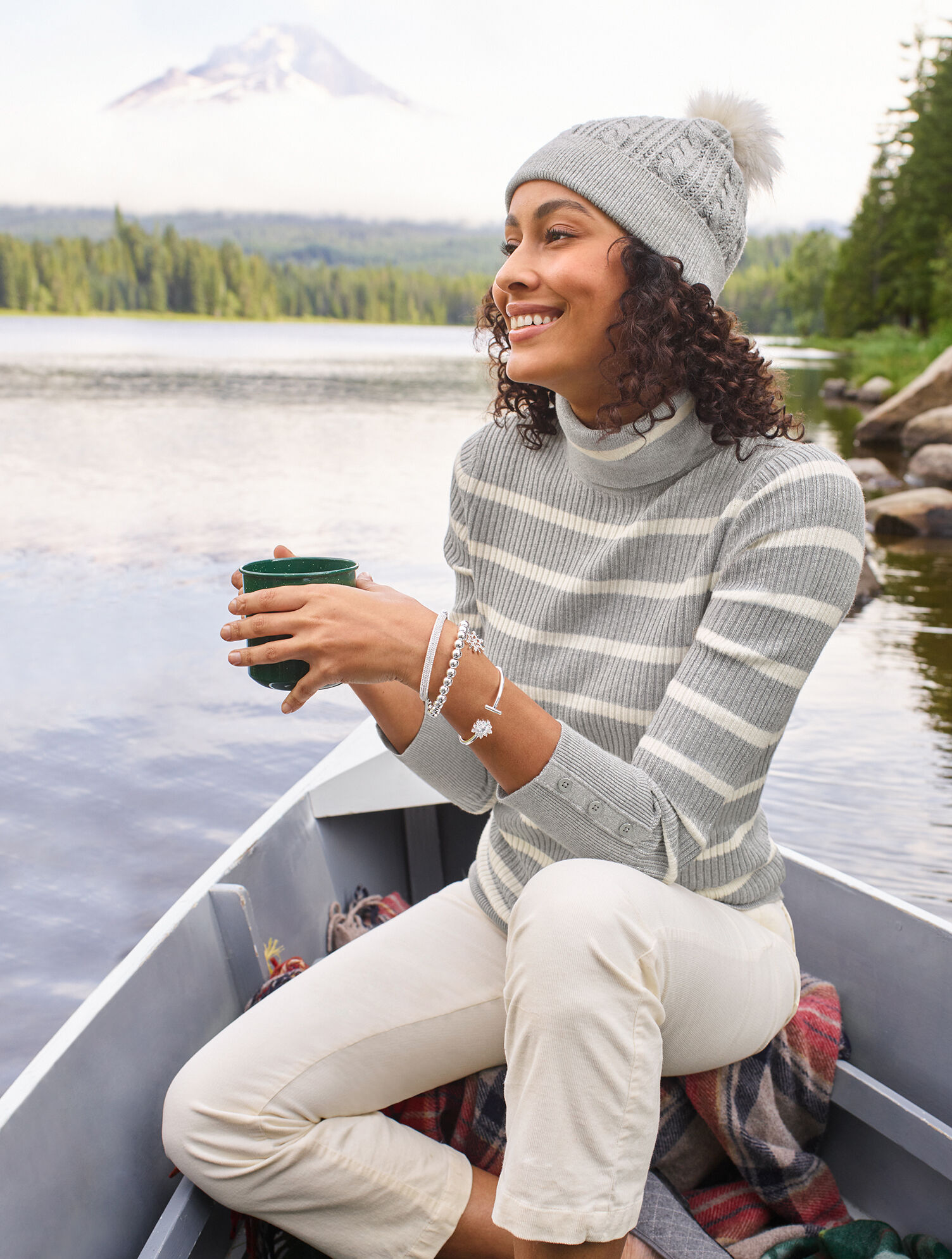 Ribbed Turtleneck - Metallic Stripe | Talbots