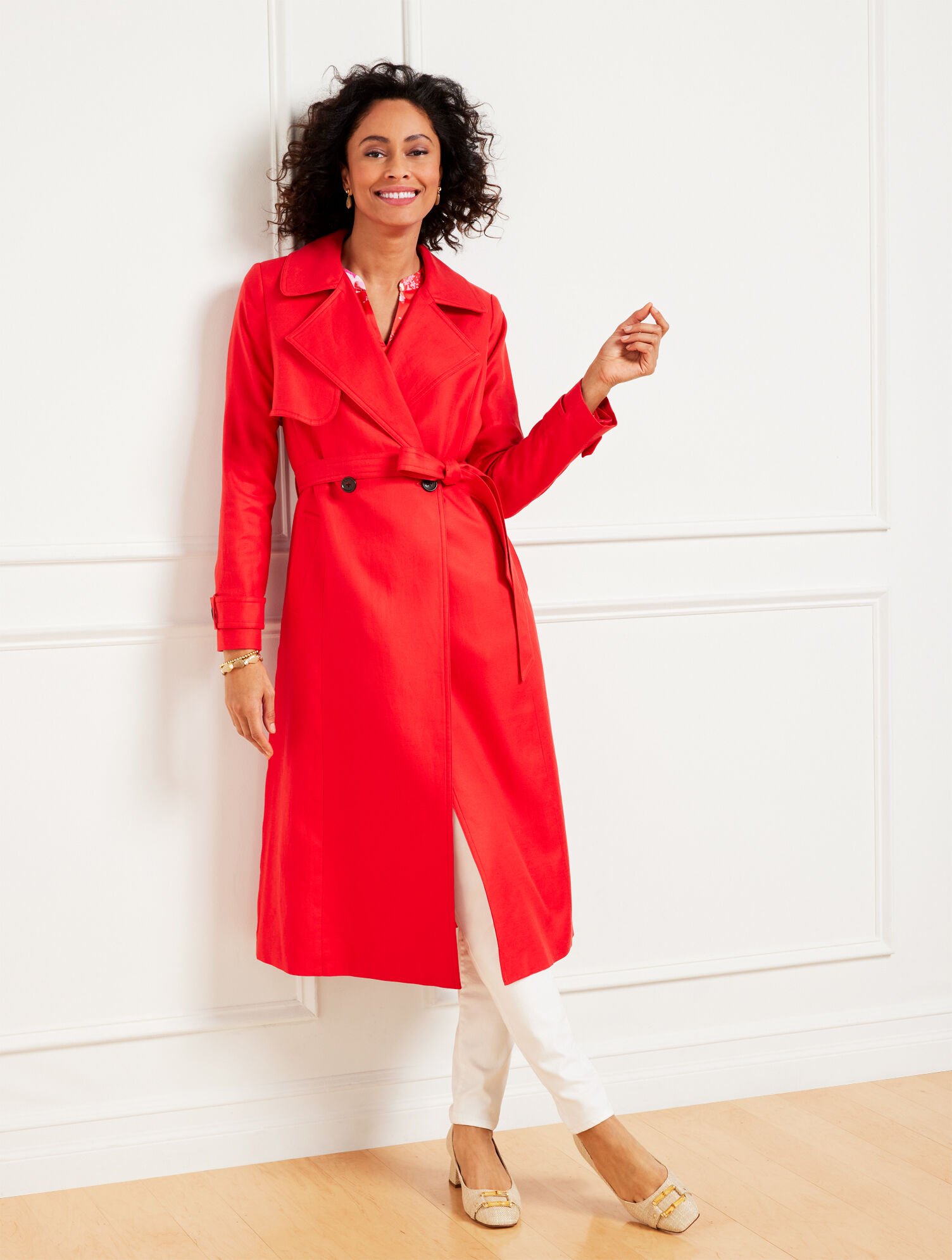 red belted coat
