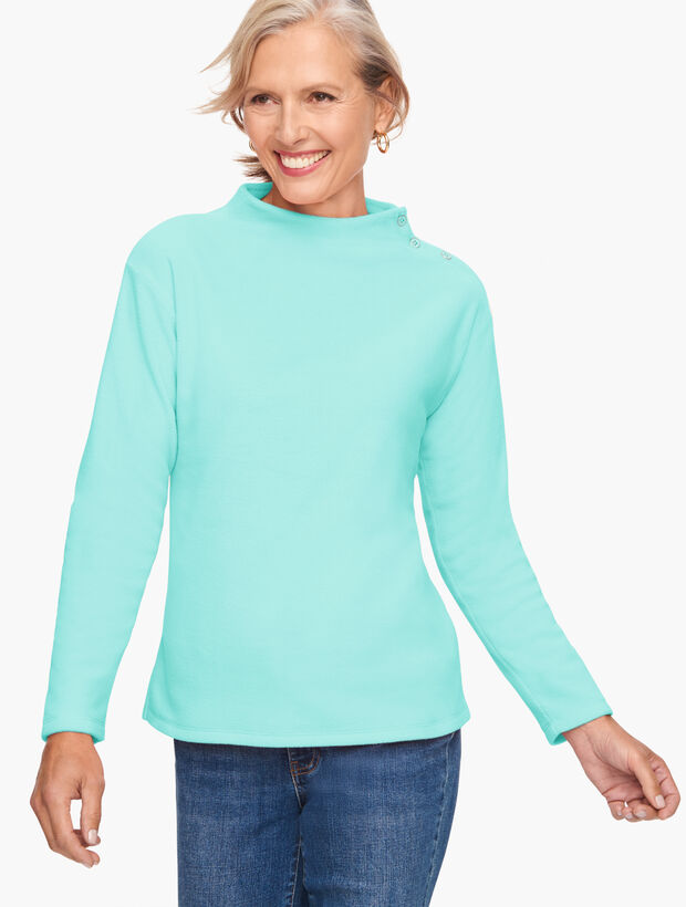 Button Detail Funnel Neck Pullover | Talbots