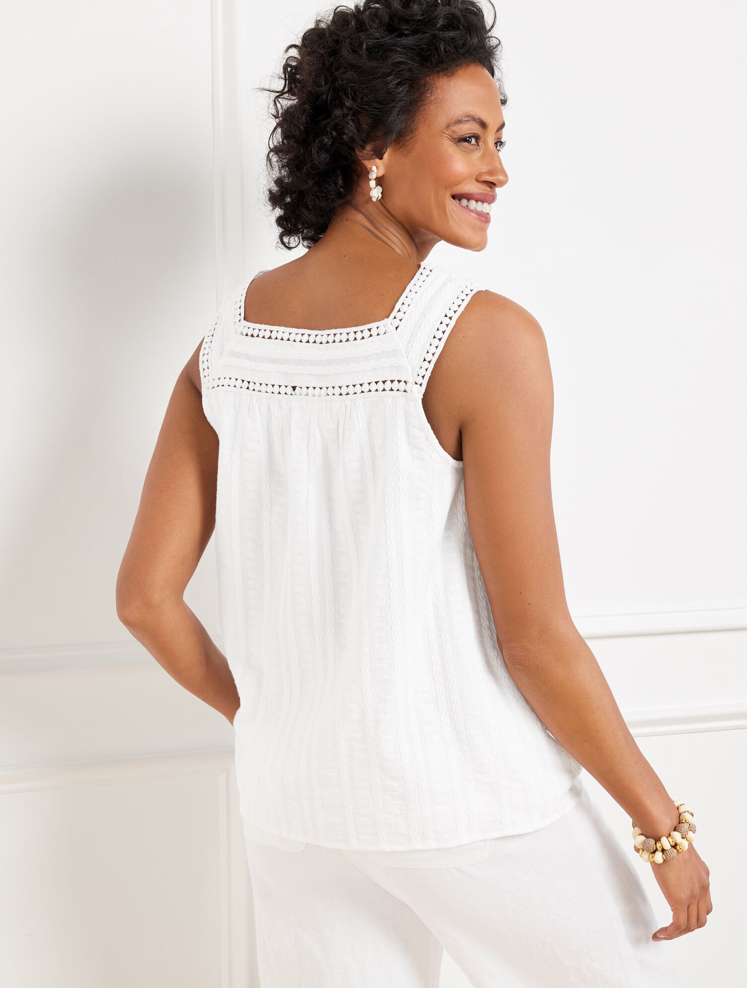 Lace Trim Shell | Talbots