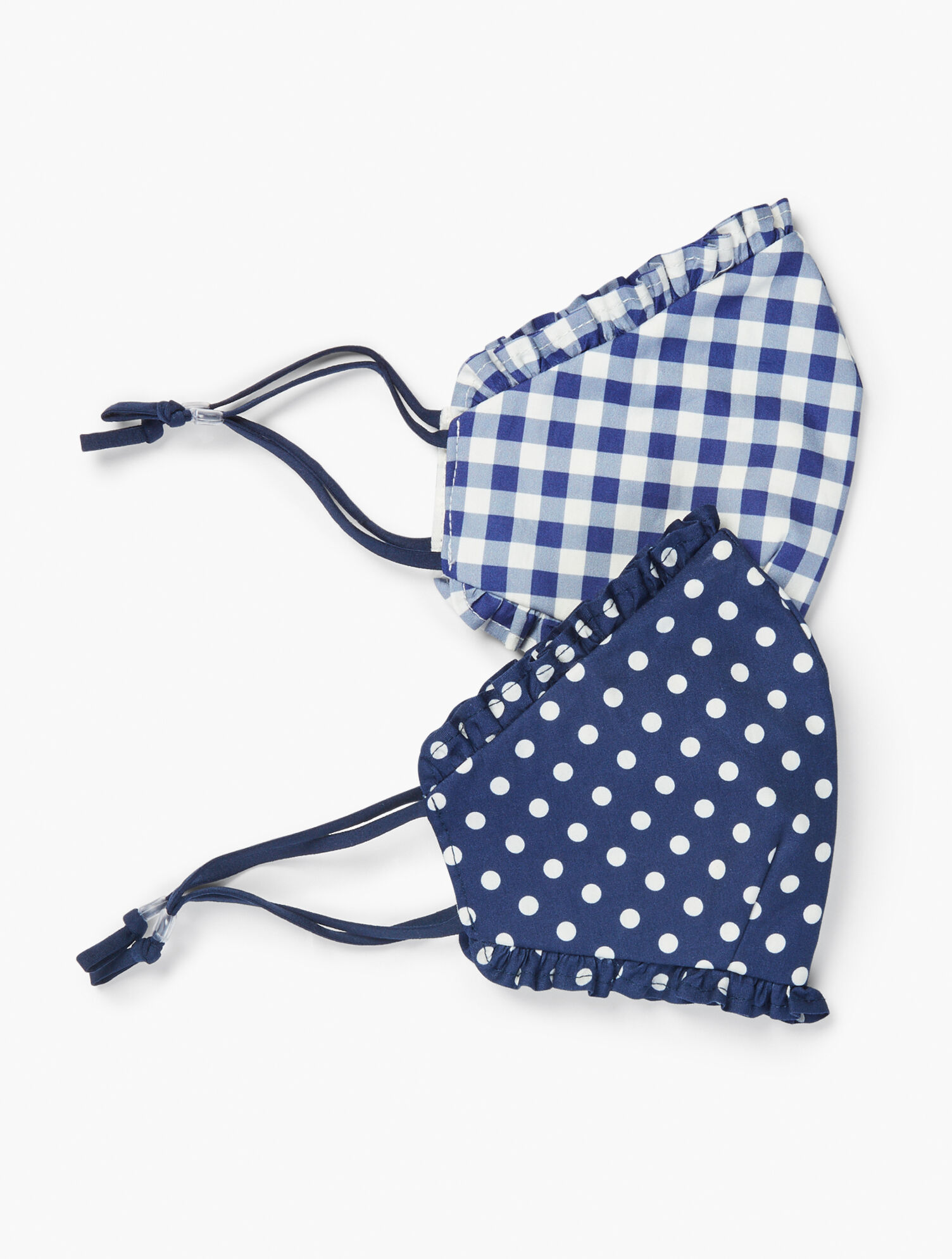 Two Pack Gingham Dot Ruffle Face Masks | Talbots