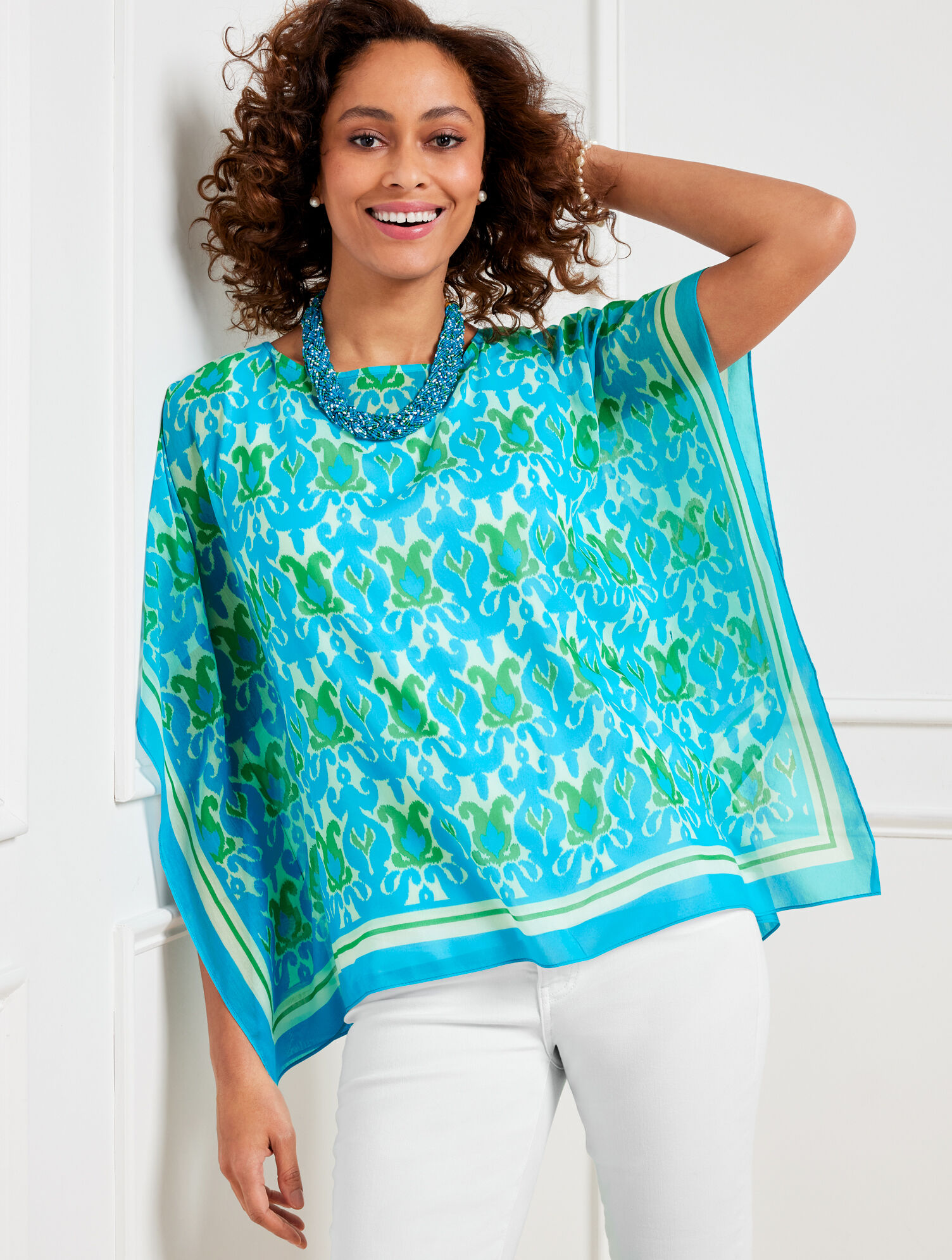 Printed Woven Poncho | Talbots