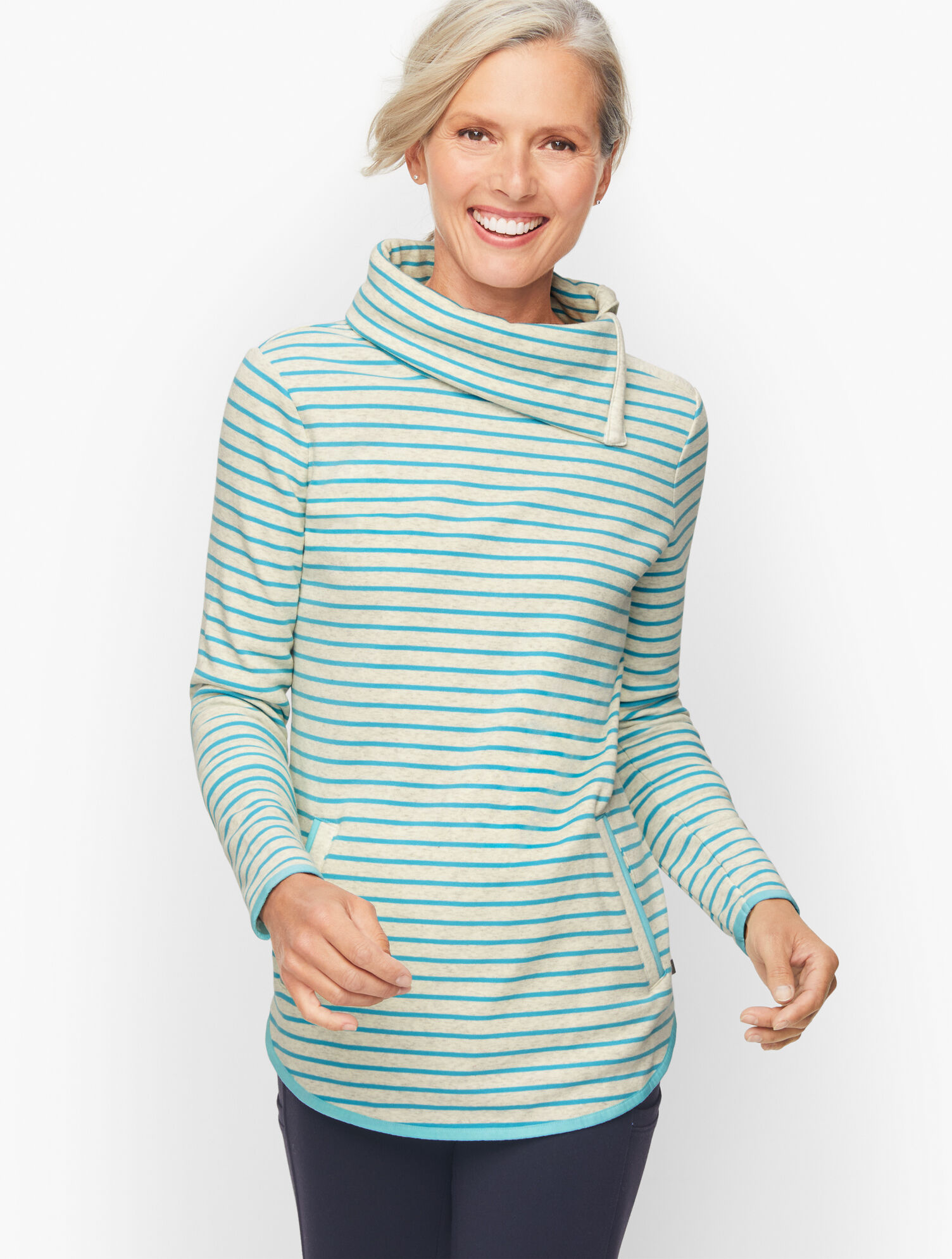 Split Neck Pullover - Sleigh All Day Stripe | Talbots