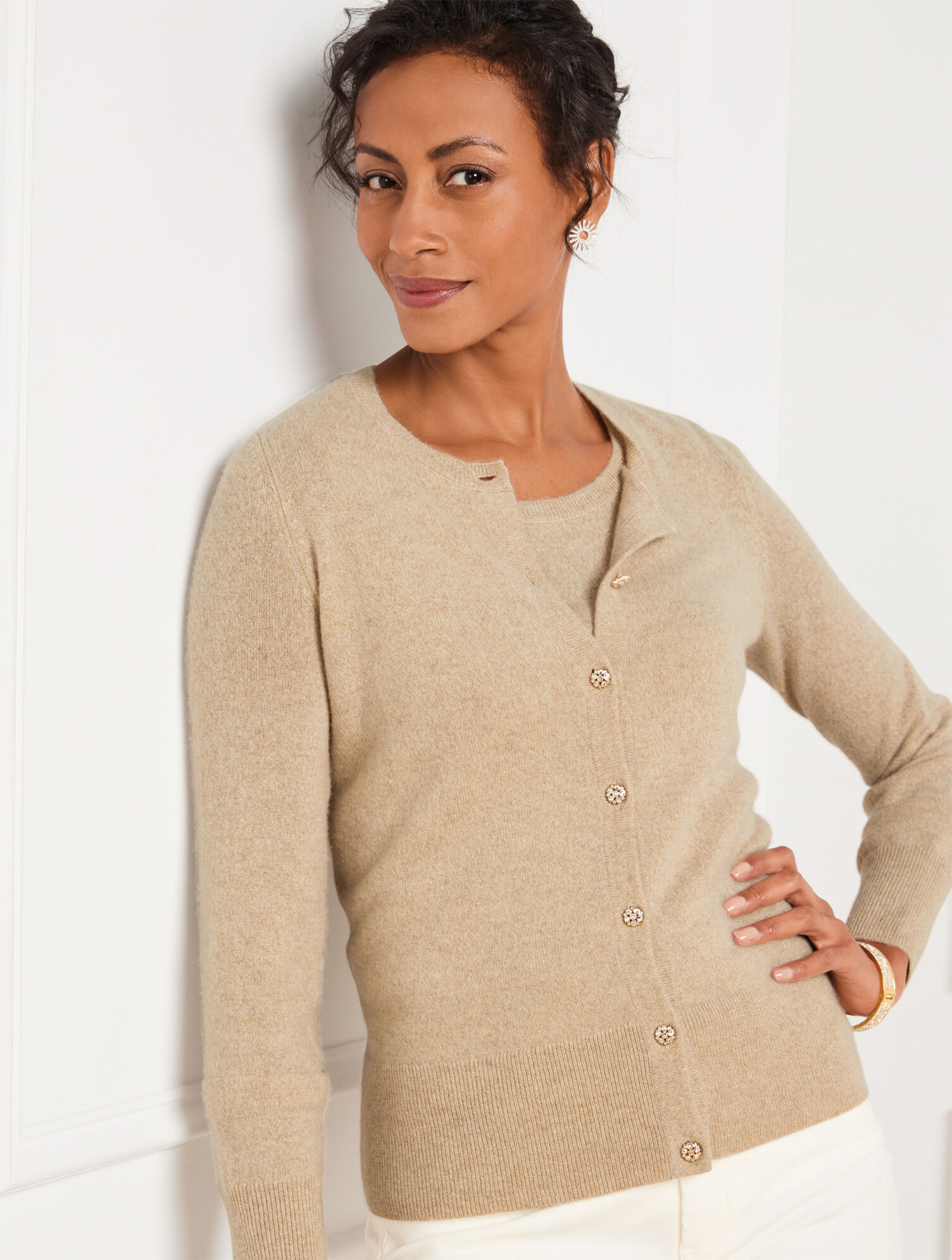 Metallic Cashmere Charming Cardigan | Talbots