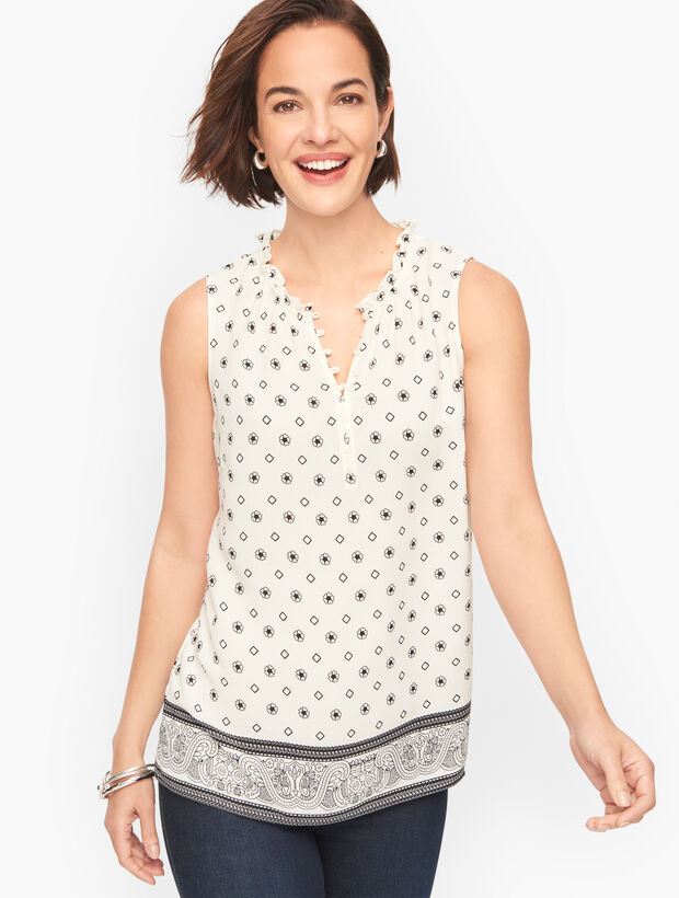 Bandana Festival Split Neck Shell | Talbots