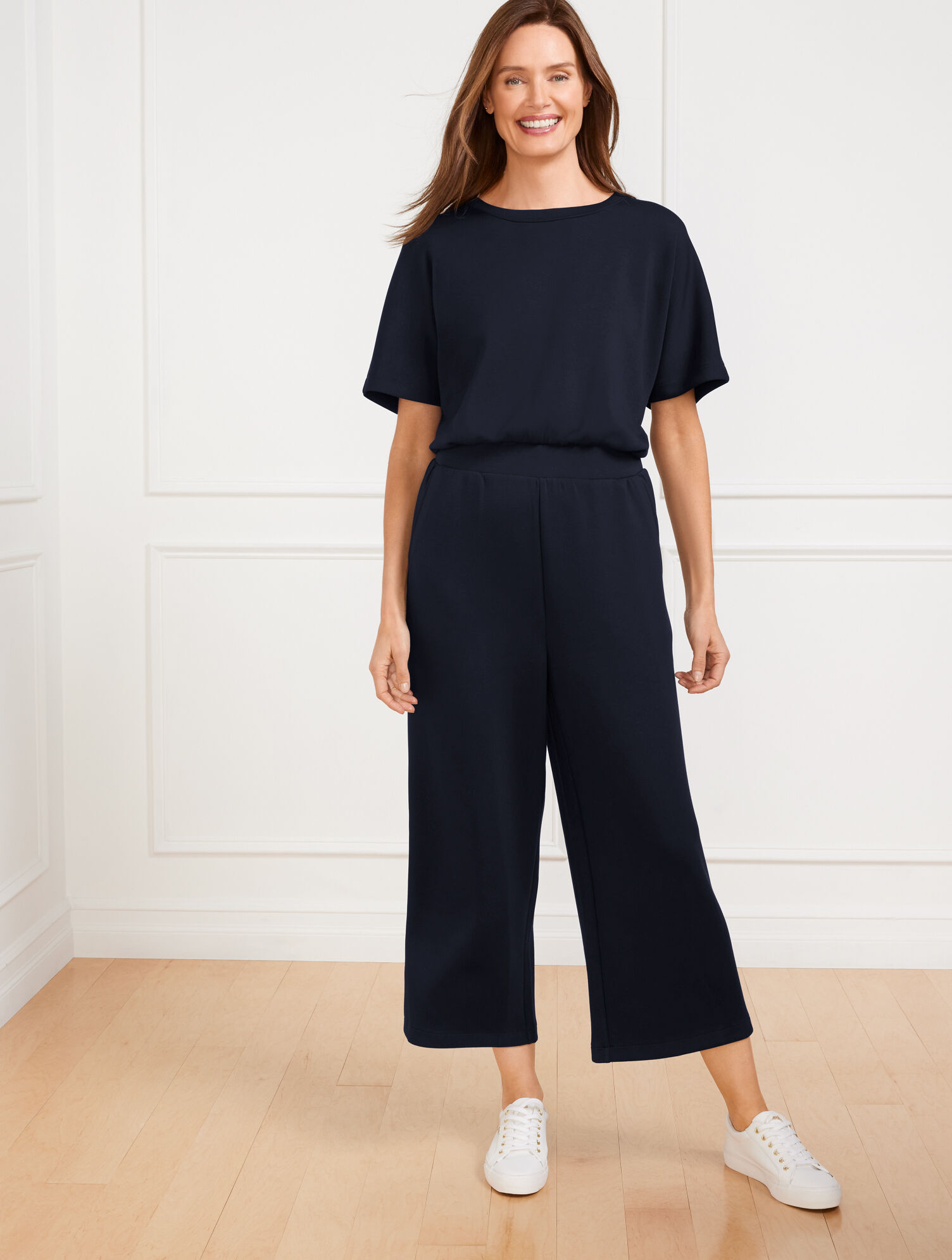 AirKnit Stretch Crewneck Jumpsuit | Talbots