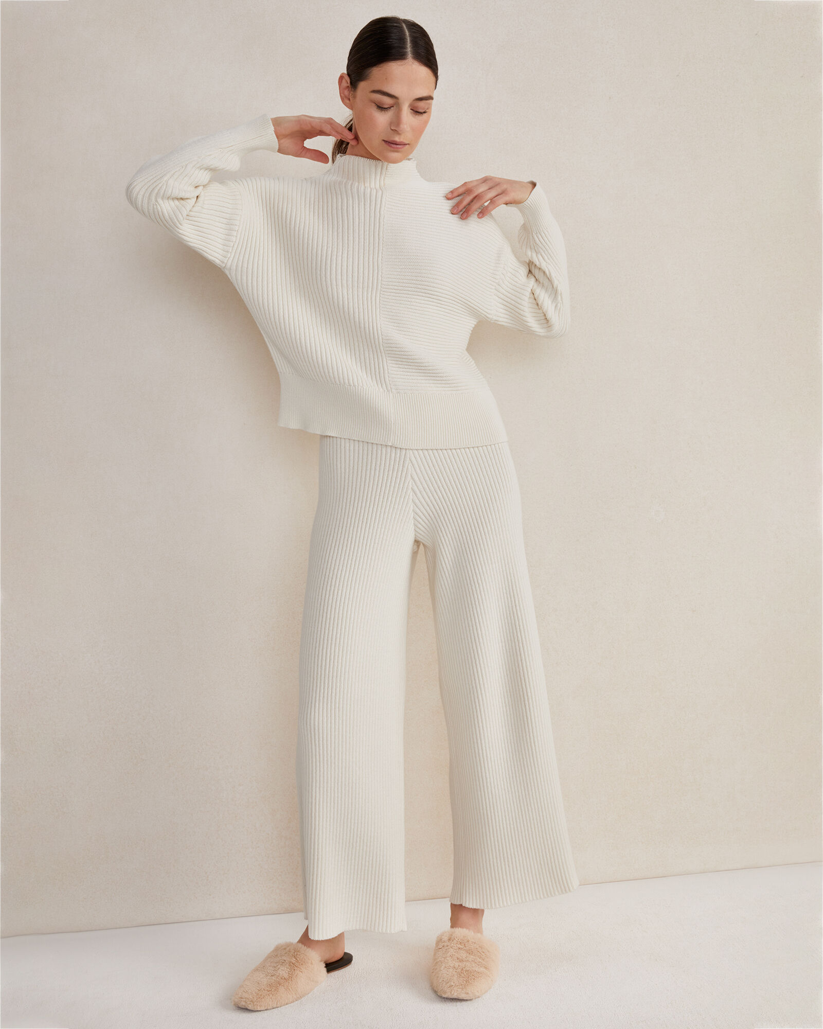 Organic Cotton Mixed Rib Mockneck Sweater | Haven Well Within