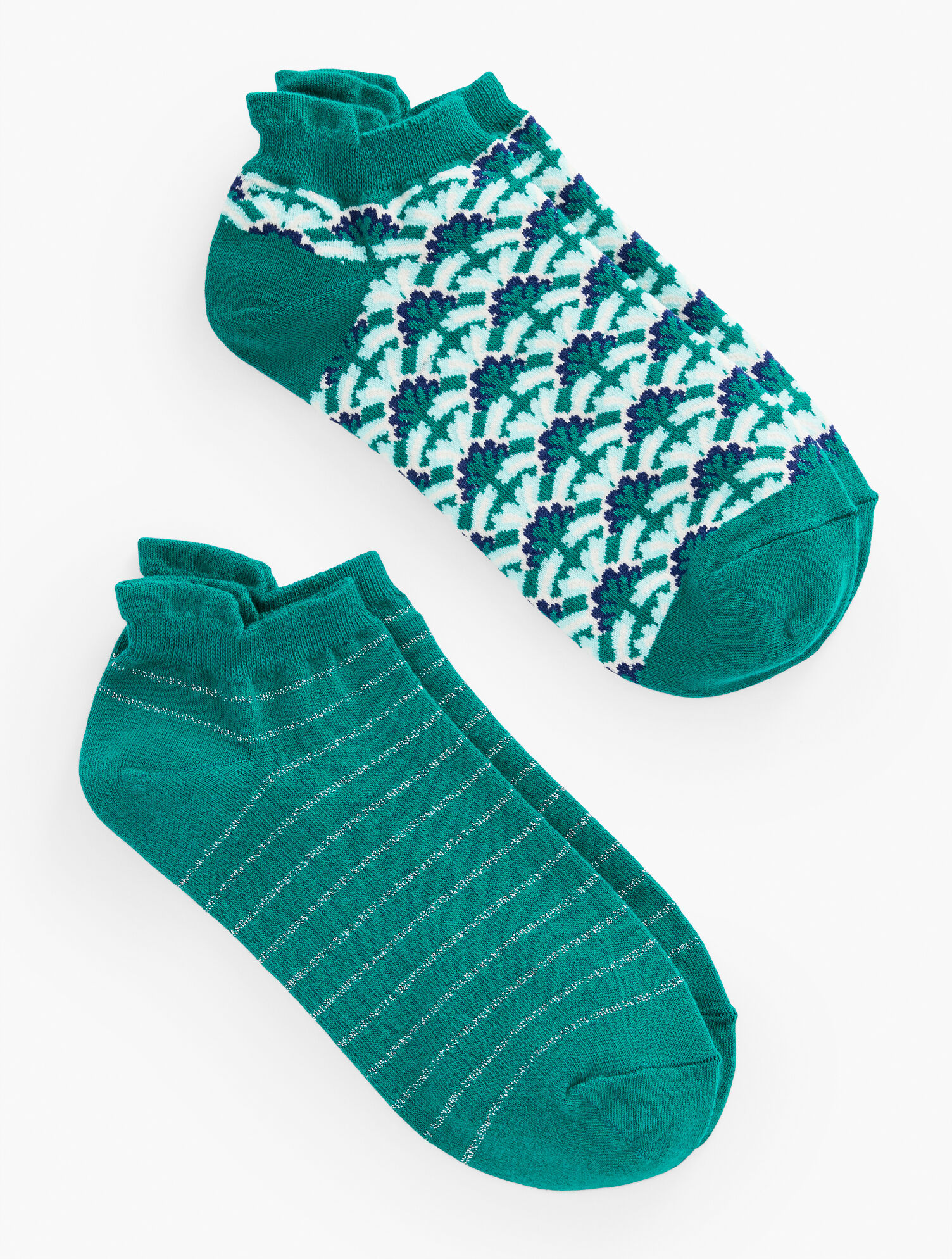 T By Talbots Fascinating Scallops 2-Pack Ankle Socks | Talbots