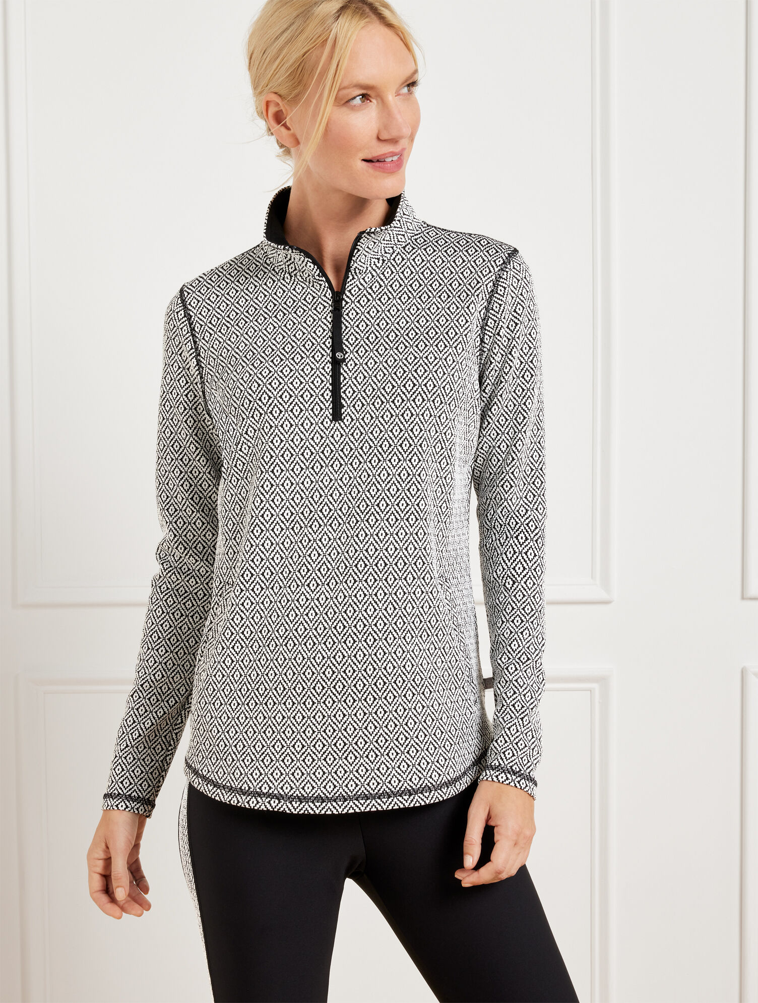 Jacquard Half-Zip Pullover - Diamond Geo | Talbots