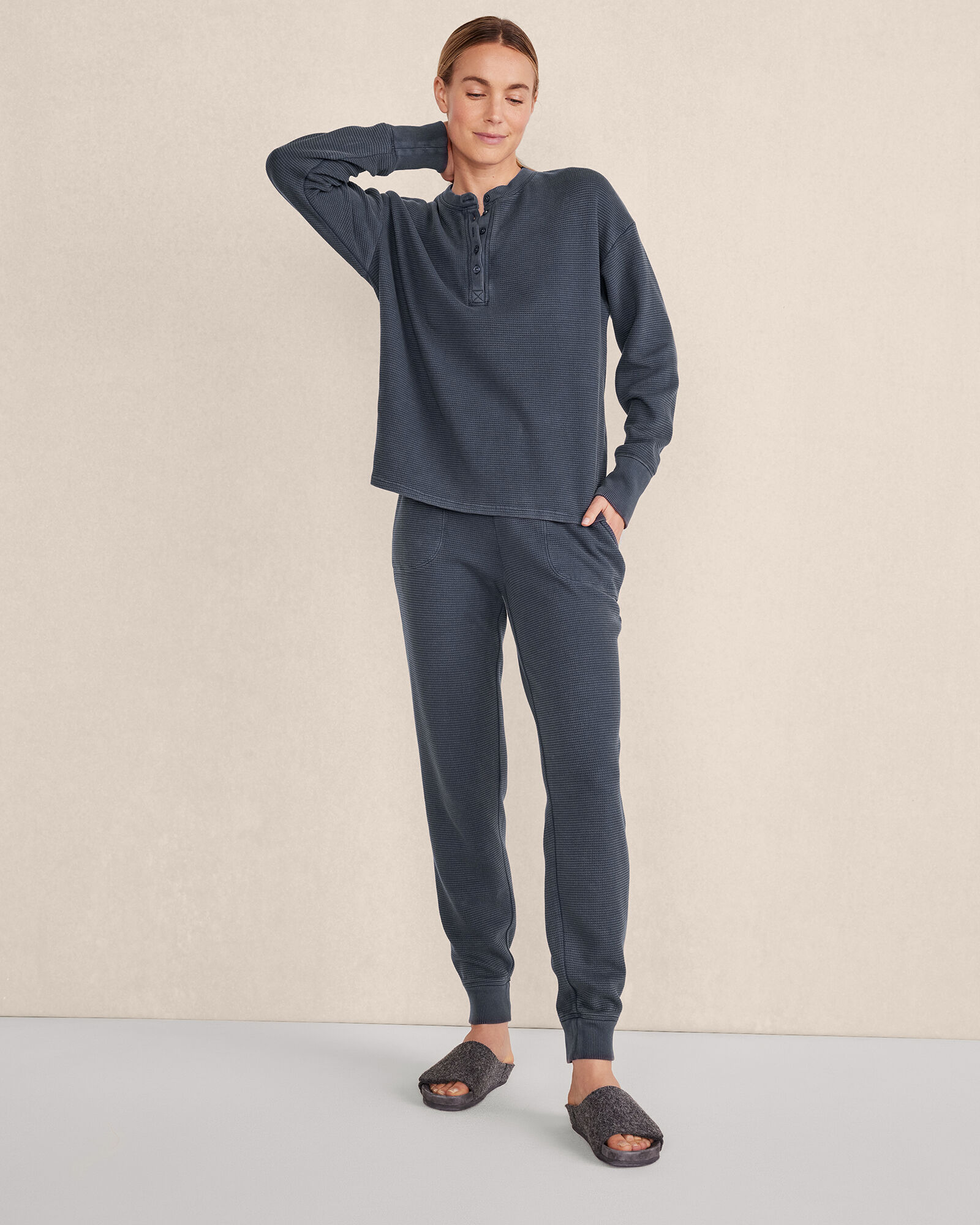 Organic Cotton Garment-Dyed Waffle Knit Henley | Haven Well Within