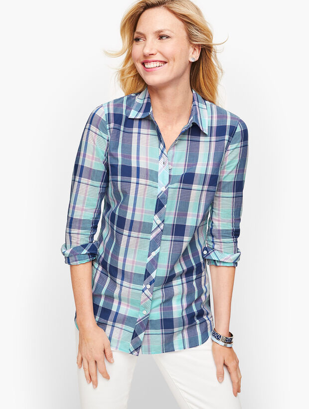 blue picnic pattern top