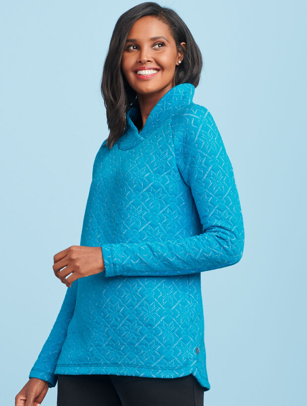Snowflake Quilted Wrap Neck Pullover | Talbots
