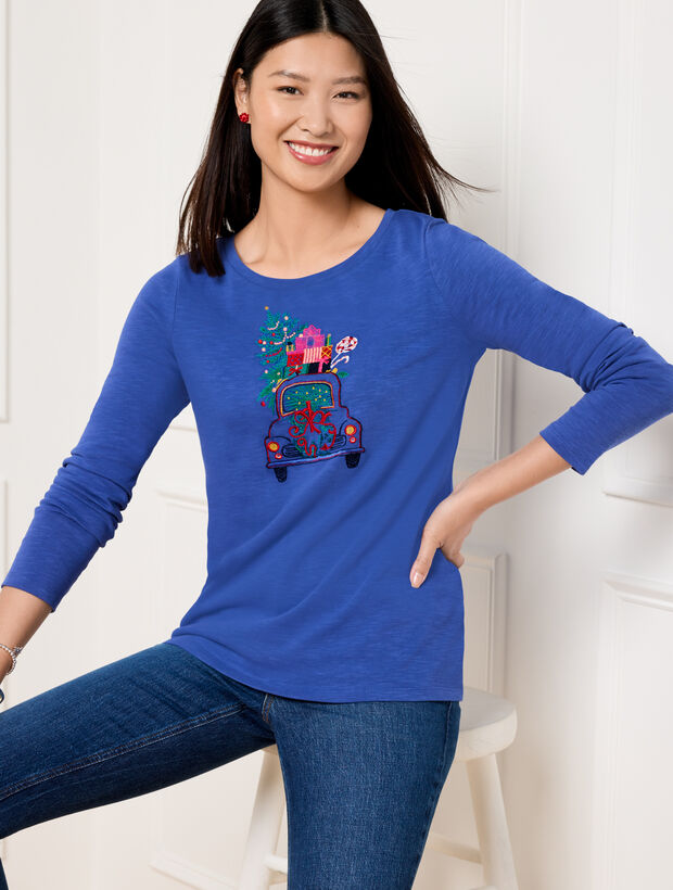 Crewneck Tee - Holiday Car Tree | Talbots