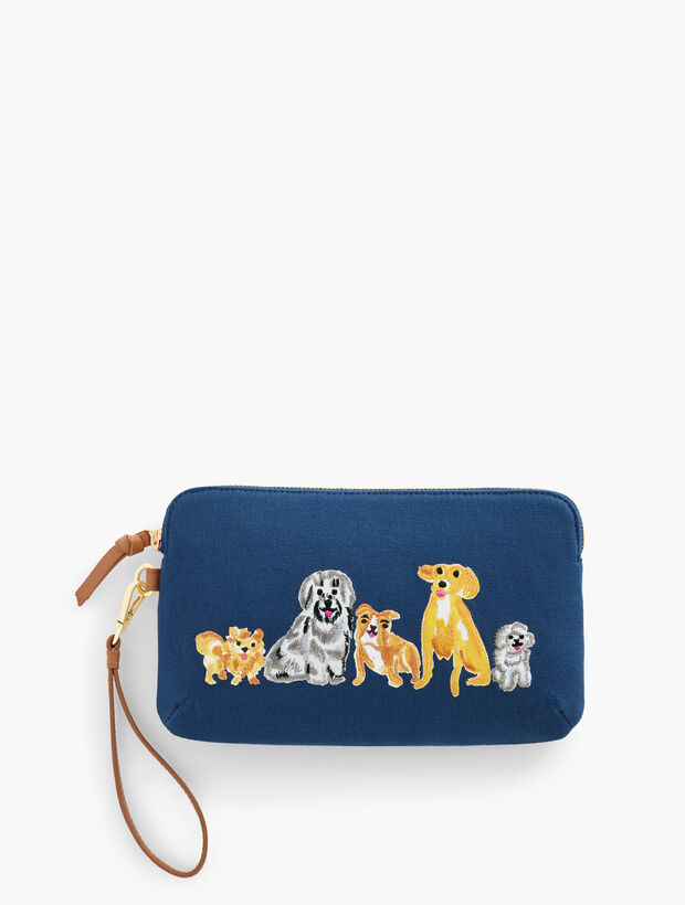 Canvas Embroidered Dog Days Wristlet | Talbots