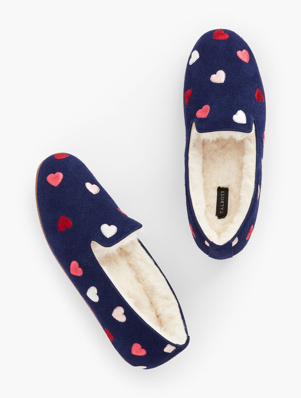 Embroidered Suede Slippers | Talbots