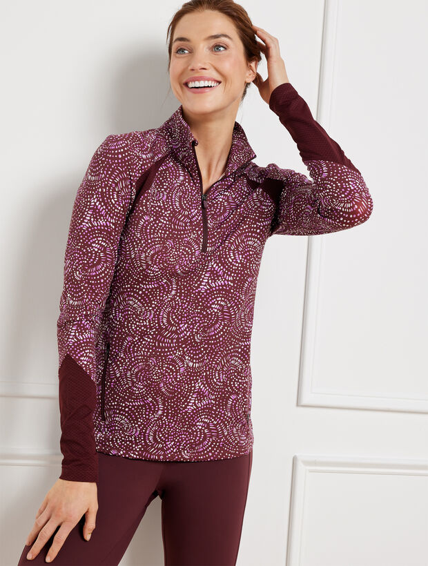 Performance Interlock Half-Zip Pullover - Stenciled Fans | Talbots