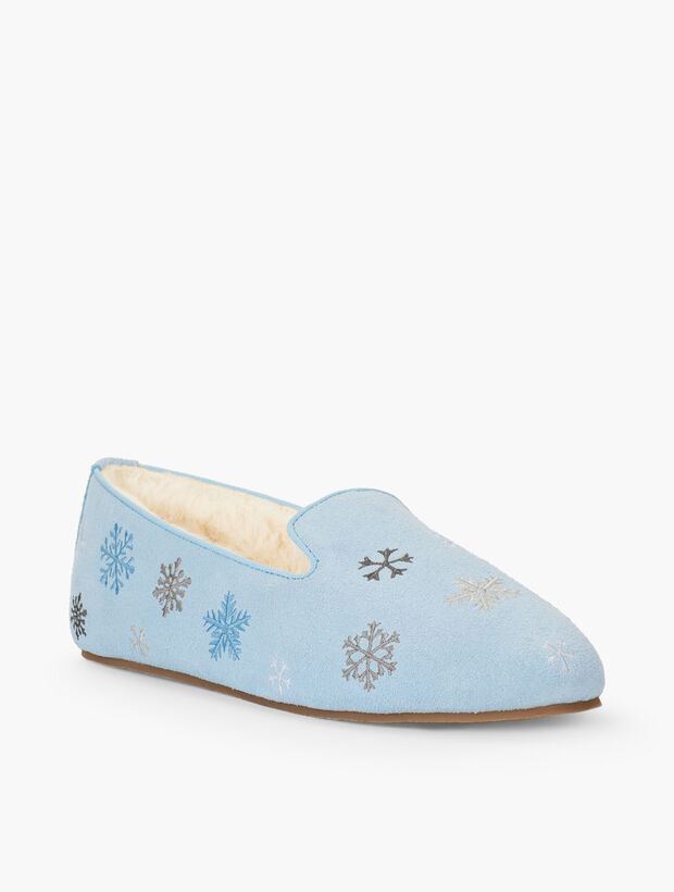 Embroidered Snowflake Suede Slippers | Talbots