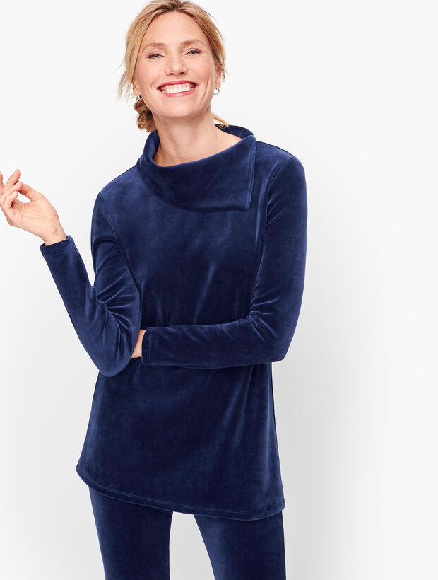 Luxe Velour Button Back Top | Talbots