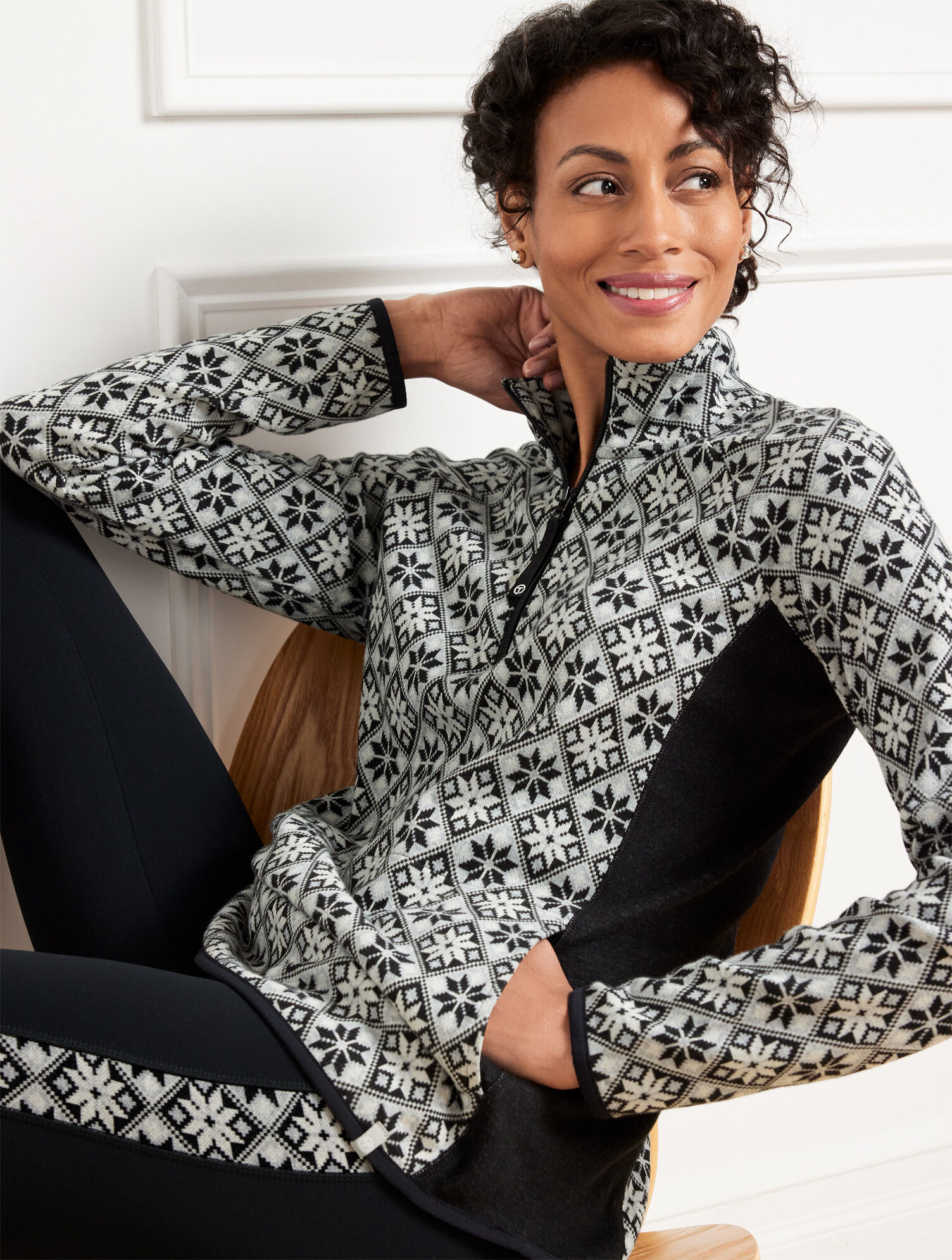 Half-Zip Pullover - Diamond Snowflake | Talbots