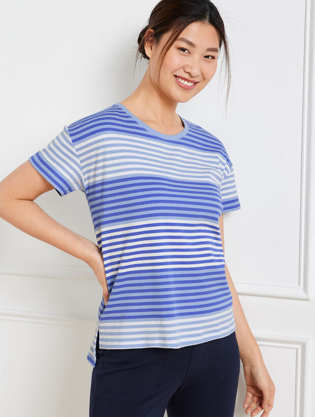 Drop Shoulder Boxy Tee - Multi Stripe | Talbots