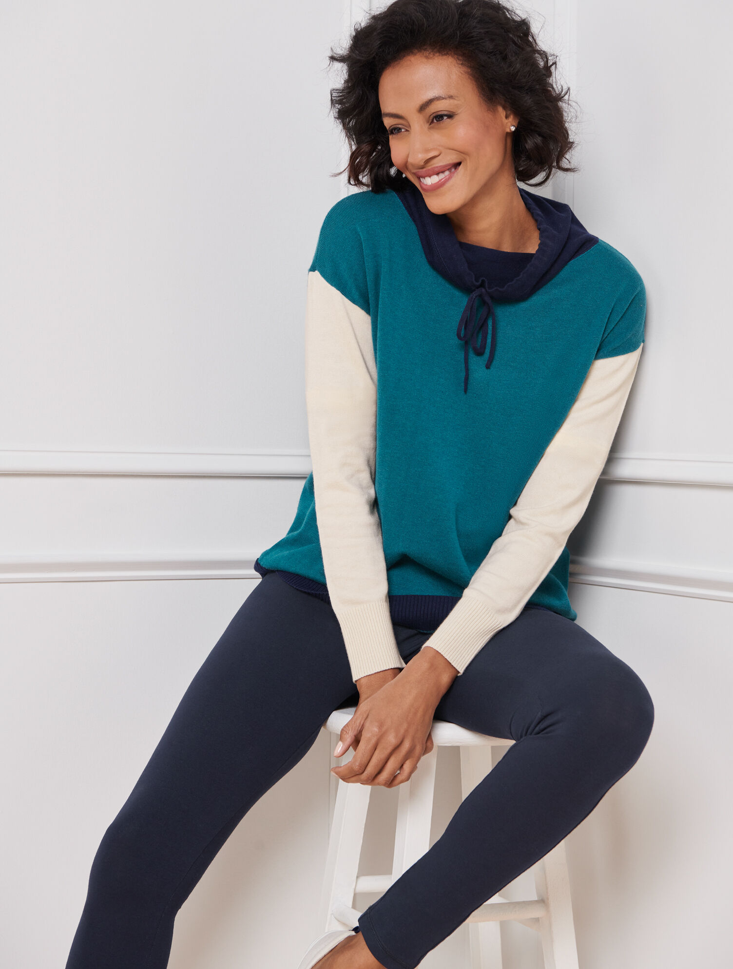 Cowlneck Sweater - Colorblock | Talbots