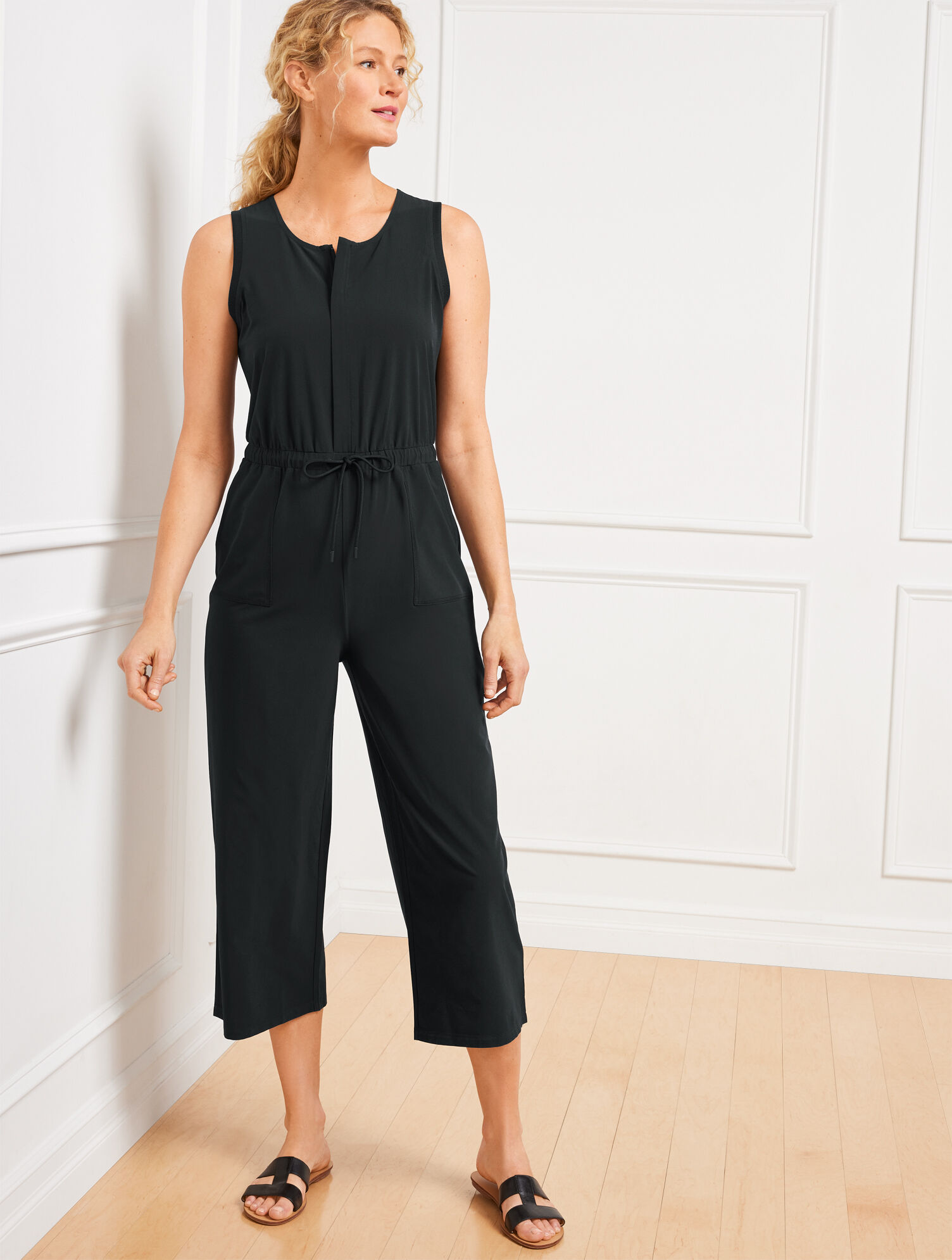 Lightweight Woven Stretch Wide Leg Jumpsuit | Talbots