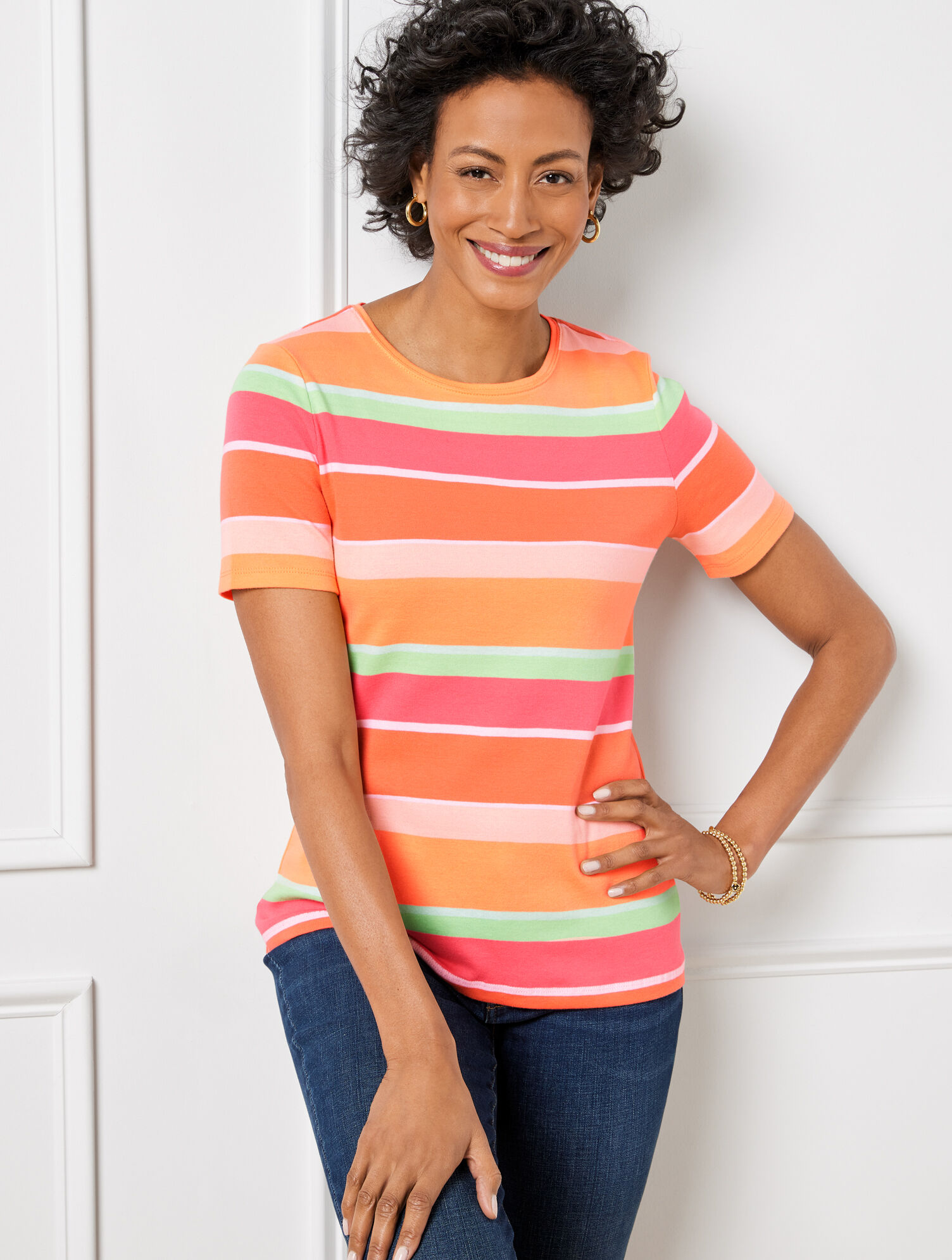 Crewneck Tee - Crystal Bay Stripe | Talbots