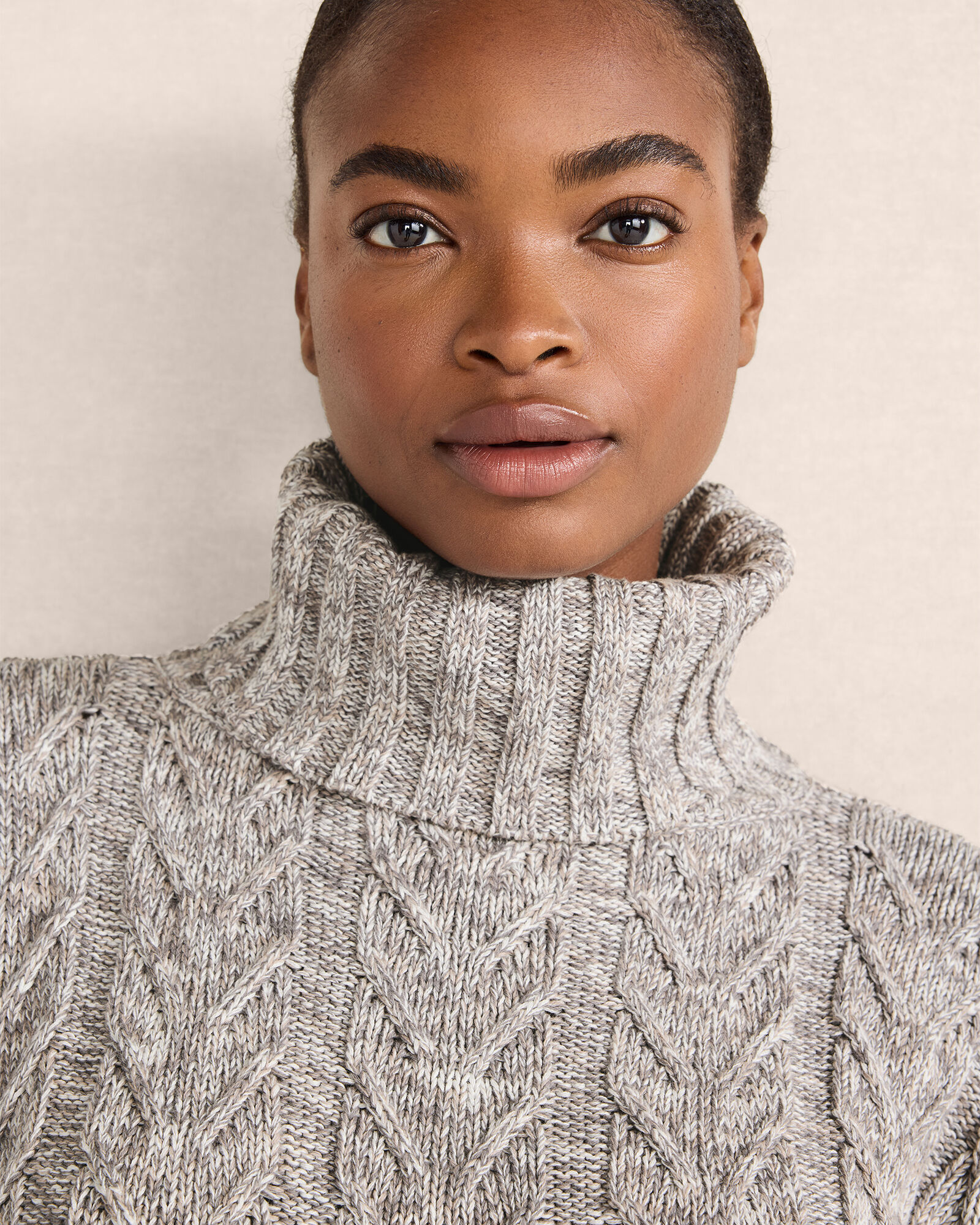 Marled Organic Cotton Cable Knit Turtleneck Sweater | Haven Well Within